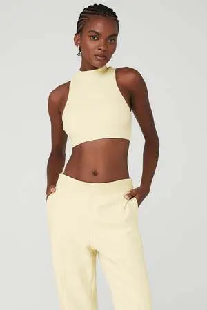 Alo Yoga Goddess Rib Cropped Dynamite Tank Top In French Vanilla